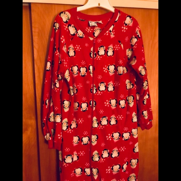 Kat Nap | Intimates & Sleepwear | Kat Nap Red Penguins Onesie Footed ...